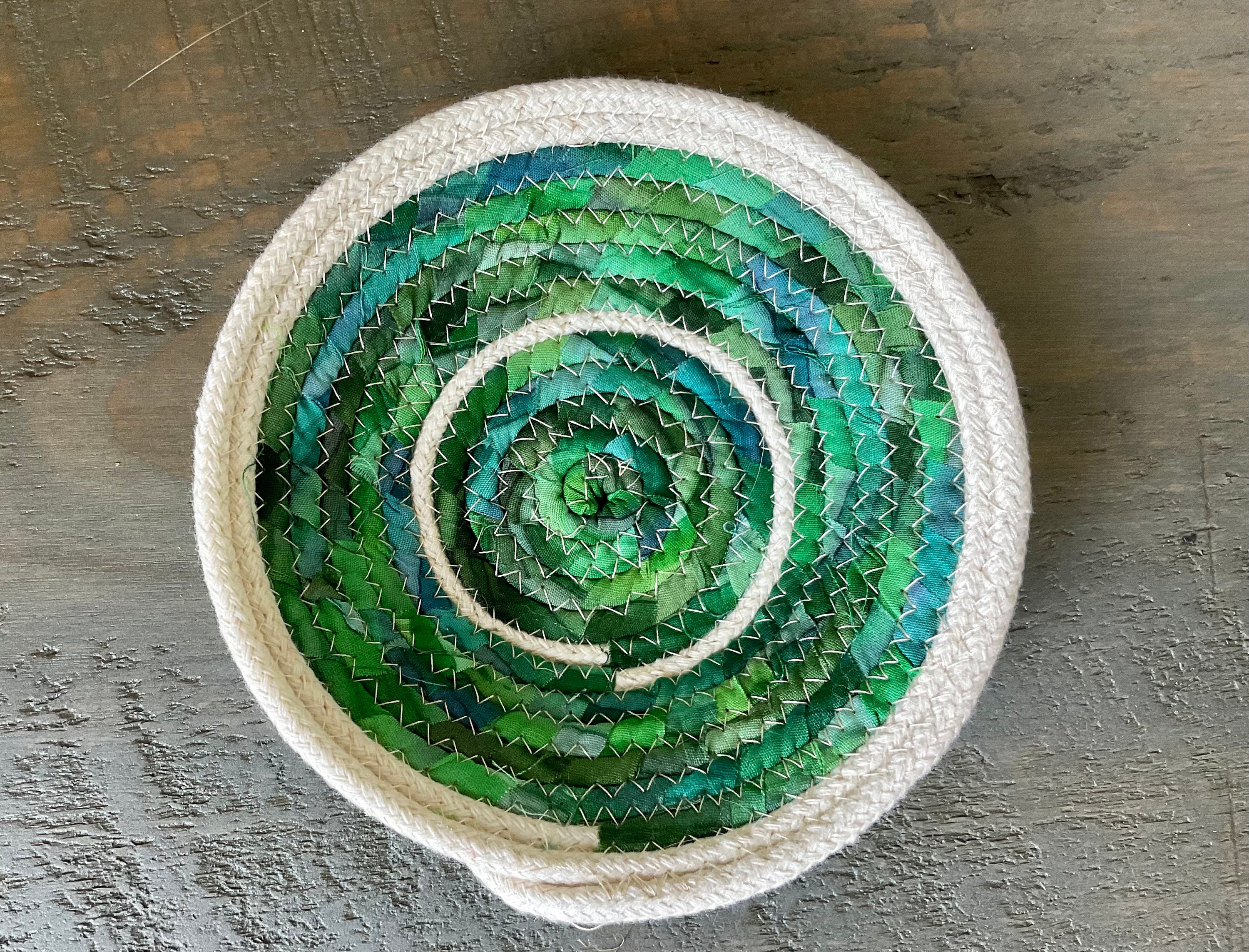 Miniature Jungle Batik Bowls/coiled Rope Baskets/tropical Decor - Etsy