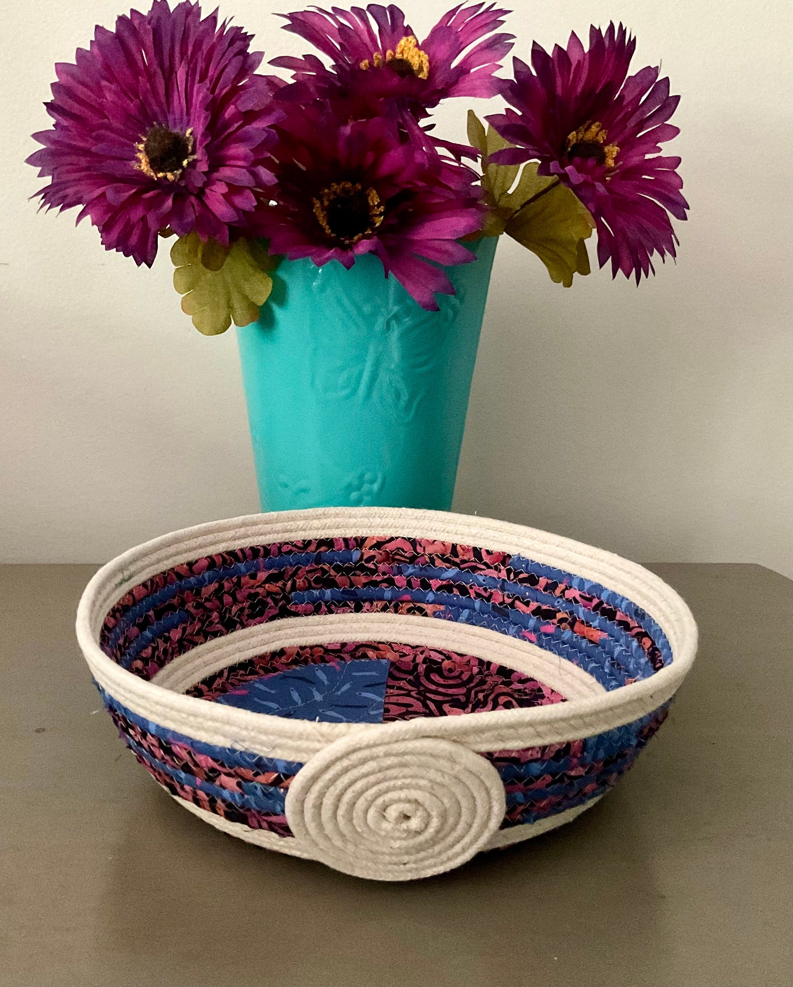 NEW! Handmade Rope Bowl With Quilted Base - Etsy