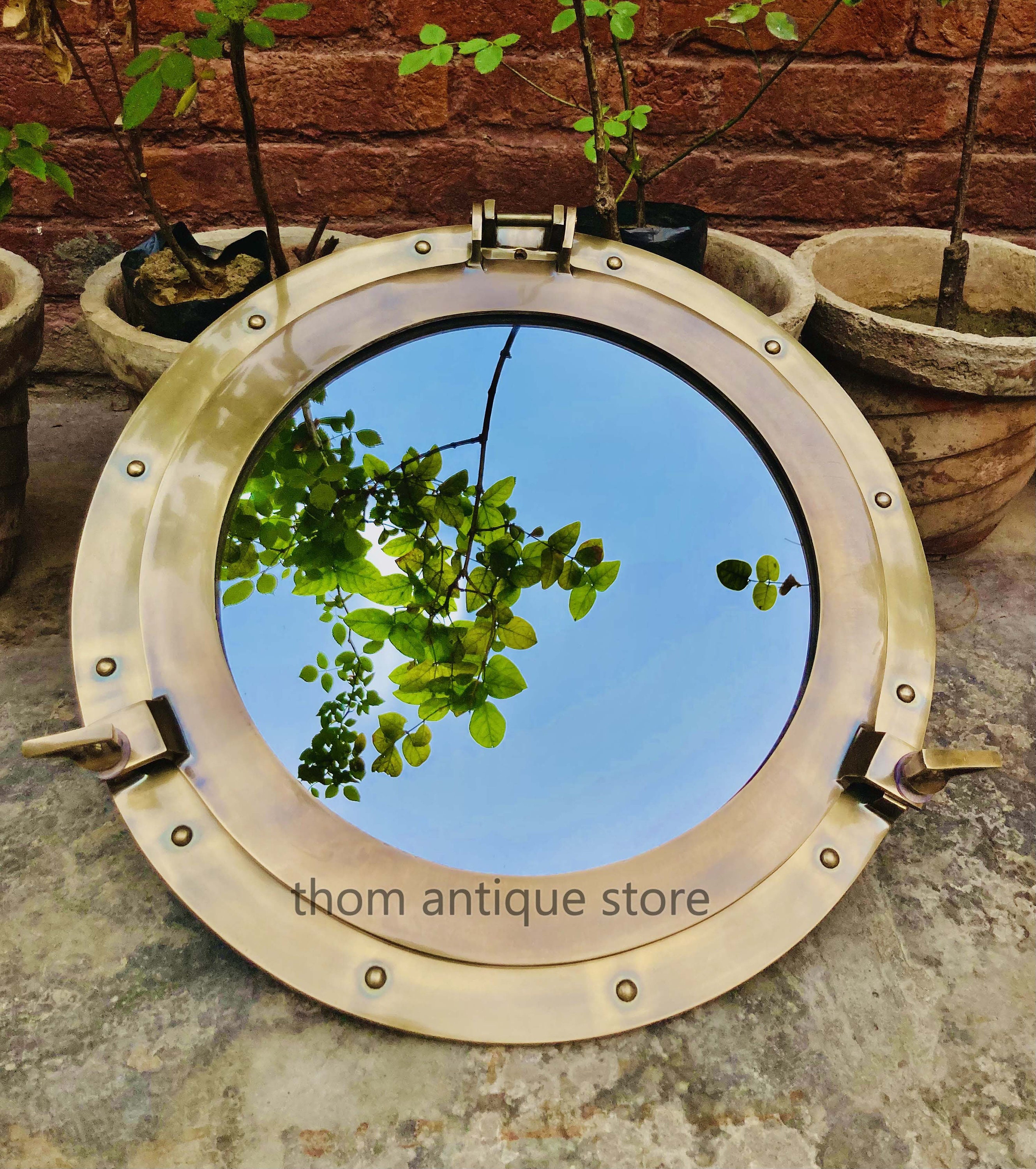 Nautical Barss Finish Porthole Mirror 24, Maritime Ship Round Window ...