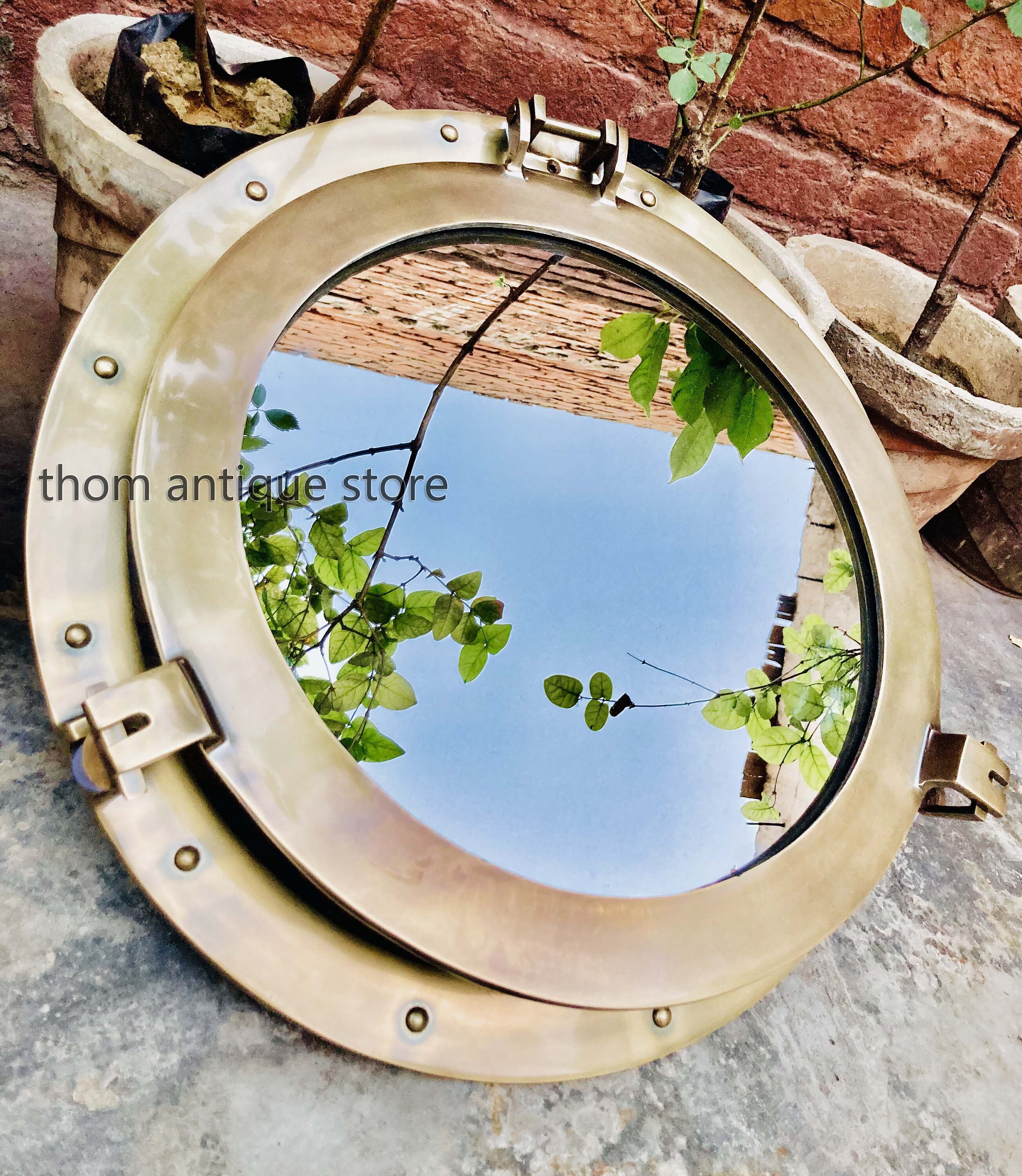 Nautical Barss Finish Porthole Mirror 24, Maritime Ship Round Window ...