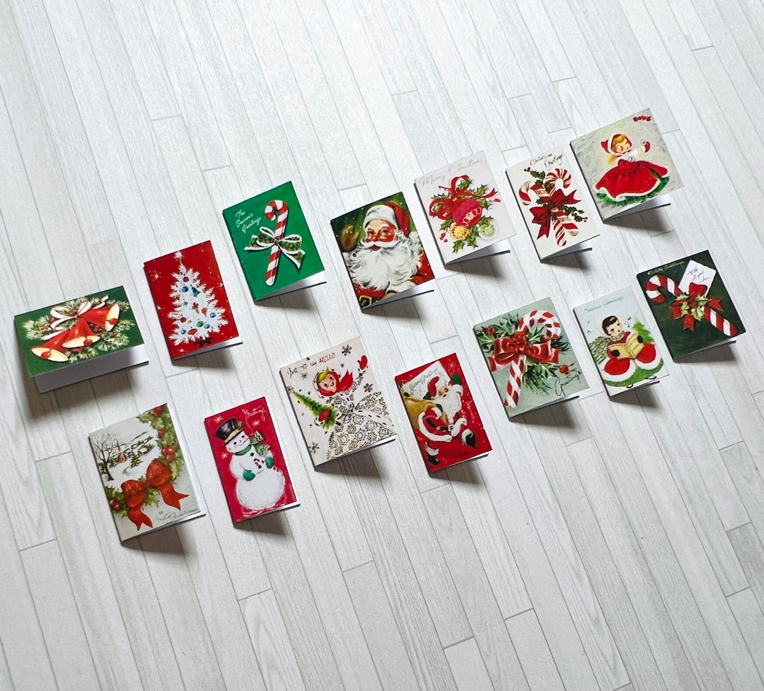 Dollhouse Miniature Vintage Christmas Cards - MEGA PACK (14 Cards) - Etsy