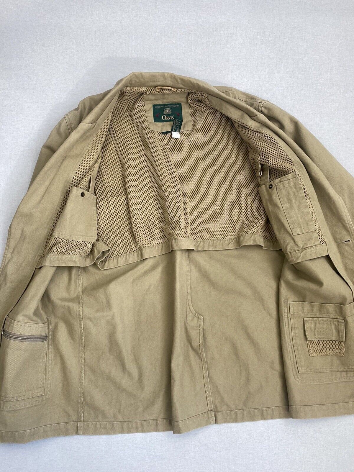 Mens Vintage Orvis Jacket Tan Sport Coat Blazer Hike Chore Outdoor ...