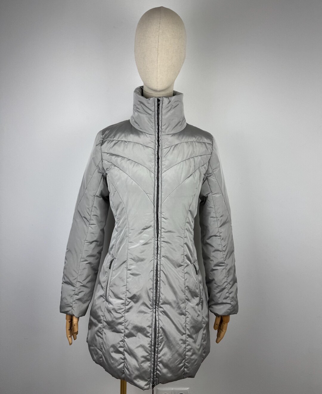 Women's Vintage Weekend Max Mara Long Silver Winter Jacket Size USA 10 ...