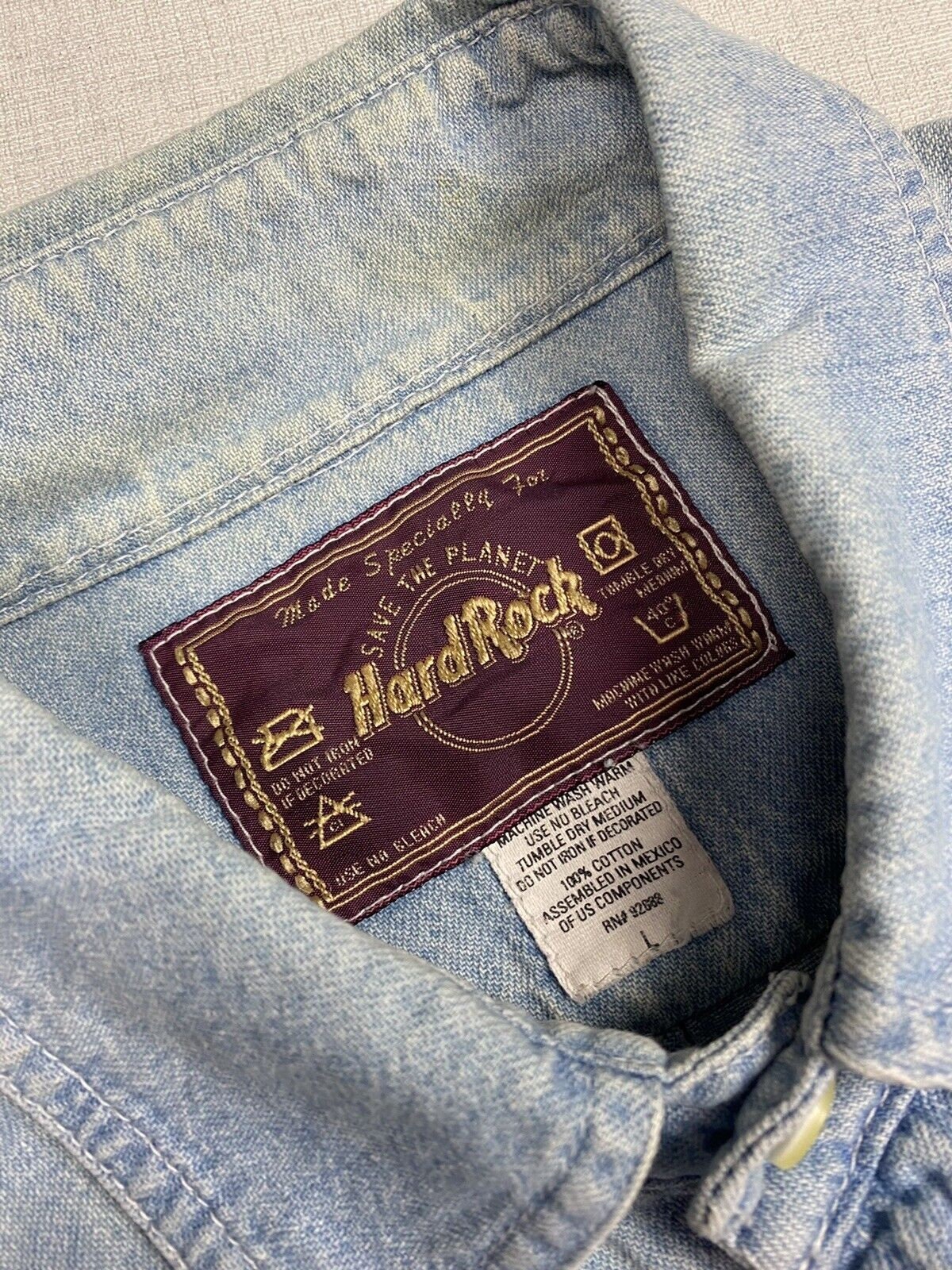 Mens Vintage Hard Rock Las Vegas Denim Shirt Size L - Etsy