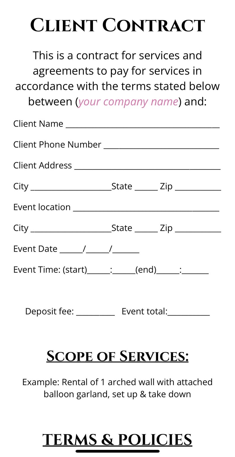 Client Contract SAMPLE TEMPLATE - Etsy