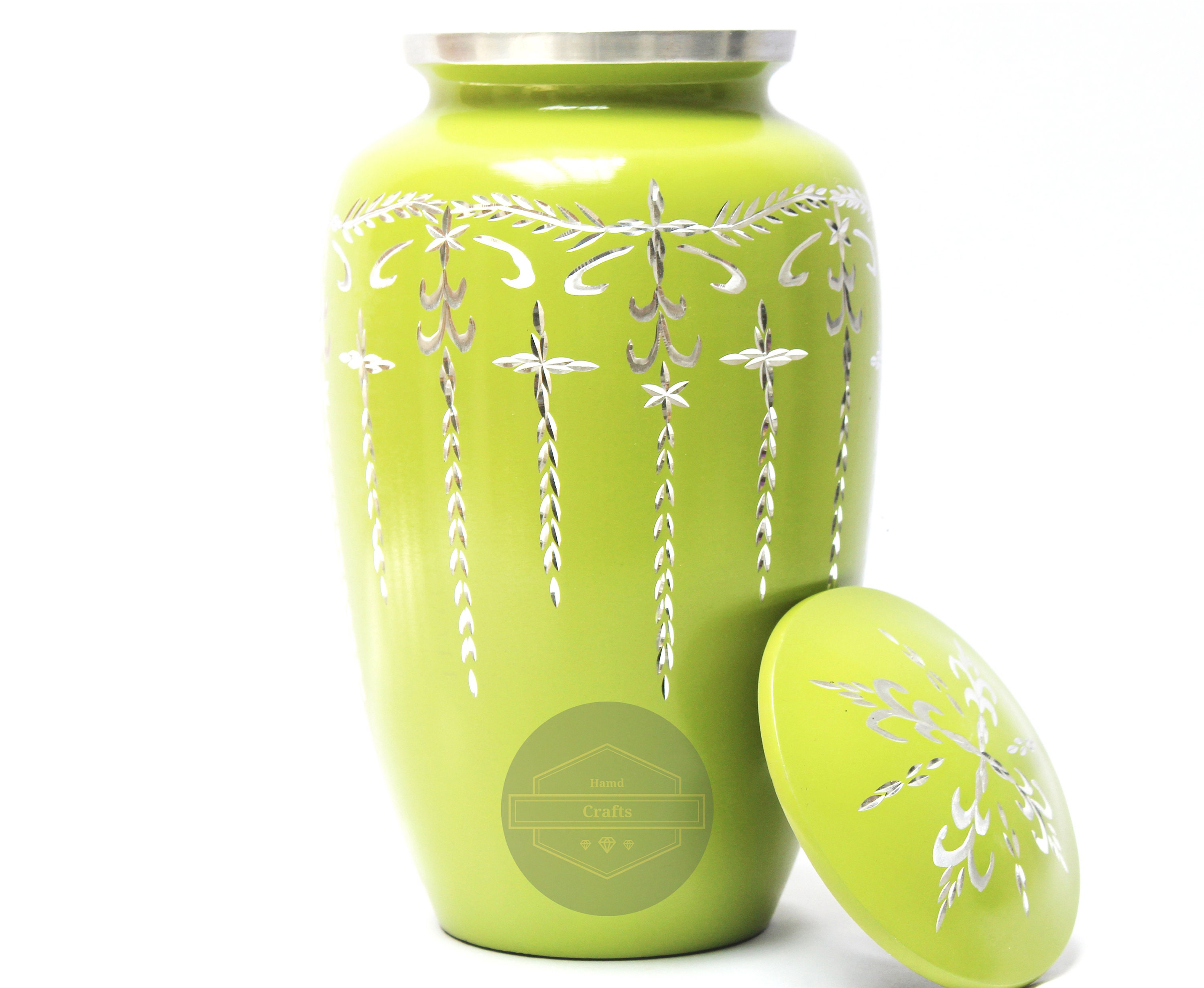 Cremation Urns Funeral Urns for Human Adult Ashes Bright Green Engraved ...