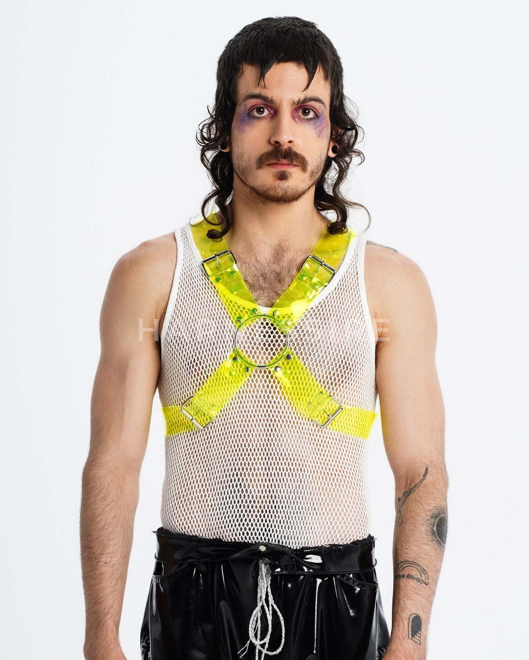 Neon Green PVC Harness | Holographic Chest Harness • Clear Harness ...