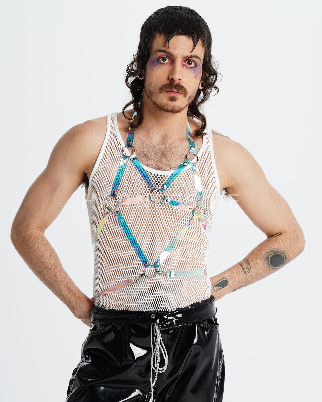 Holographic Chest Harness | Transparent PVC Harness • Clear PVC Harness ...