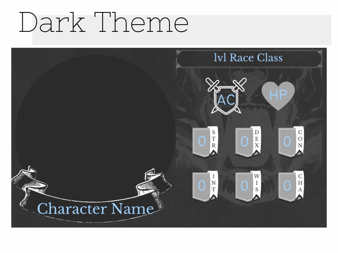 Dnd Character Card Template - Etsy