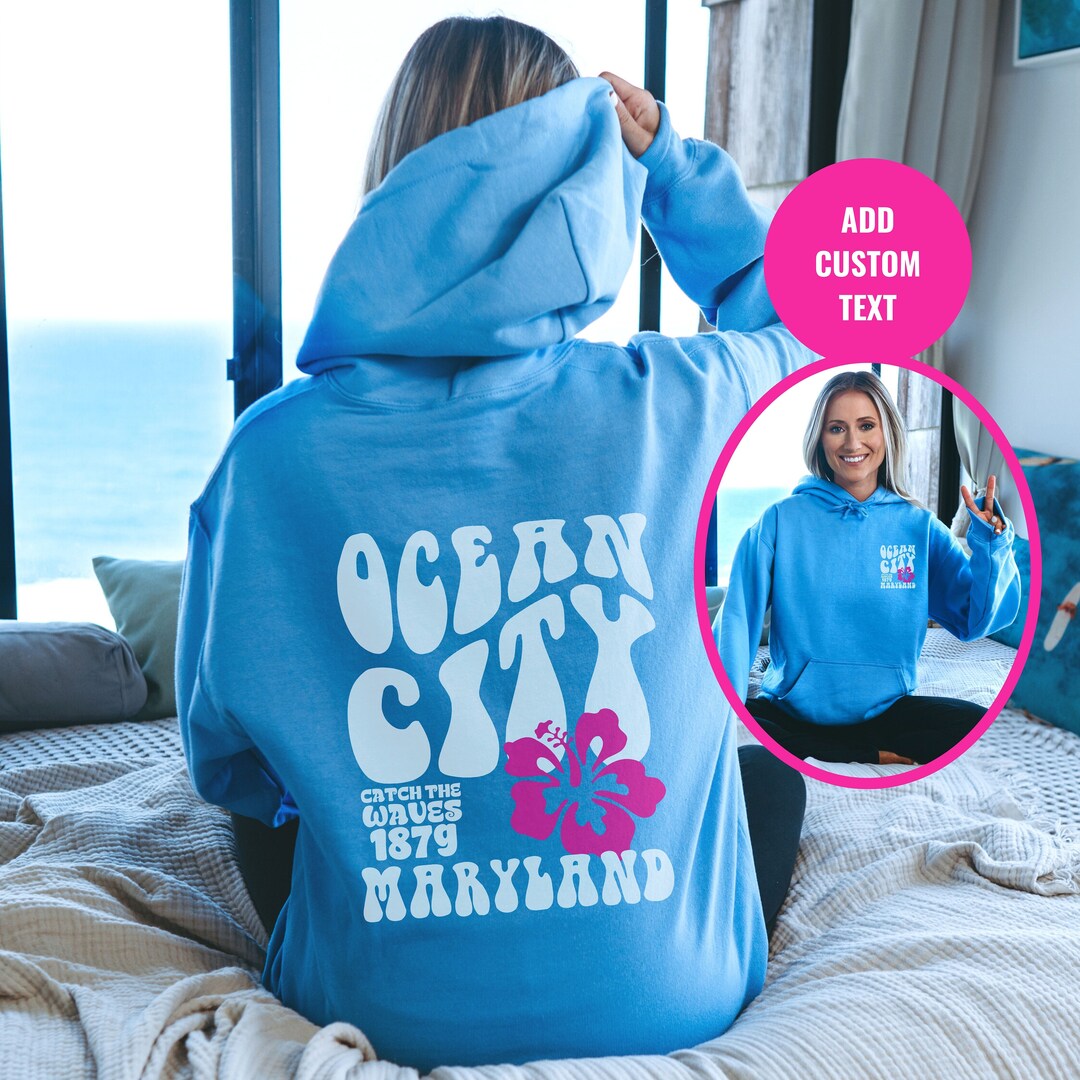 Ocean City, MD | Custom Beach Hoodie | Maryland Sweatshirt | Jersey ...