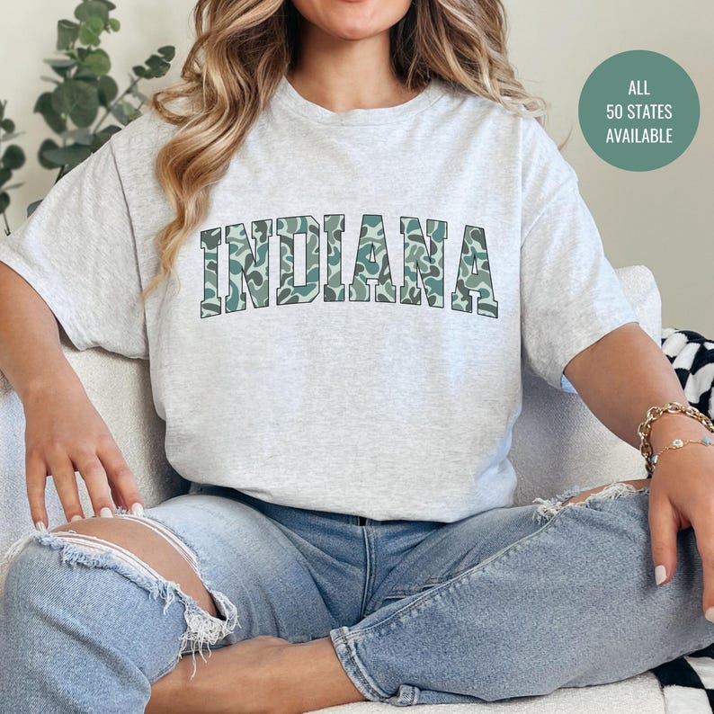 Indiana Hoodie: Custom Camo Letters Sweatshirts | Unisex 50 States ...