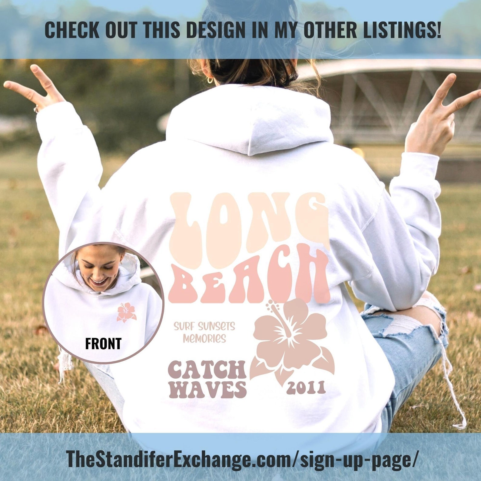 Ocean Beach Sweatshirt back Design Only Trendy Sweatshirt - Etsy