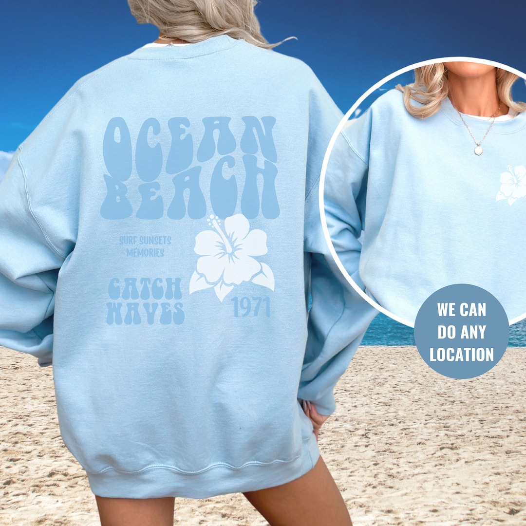 Ocean Beach Sweatshirt, Florida Crewneck, Trendy Sweatshirt, Surfer ...