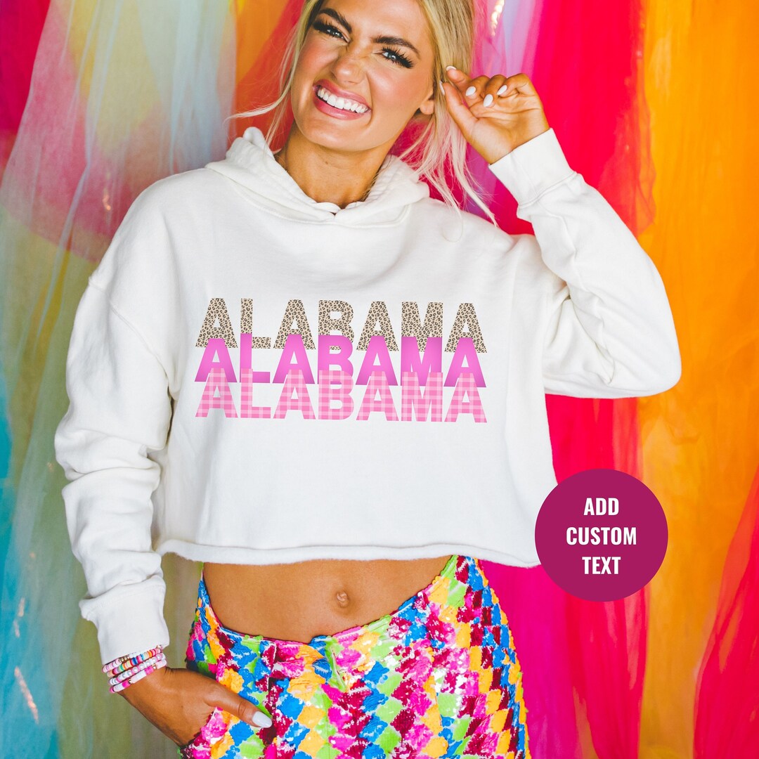 Personalized Alabama Crop Hoodie for Girls High School Custom College ...