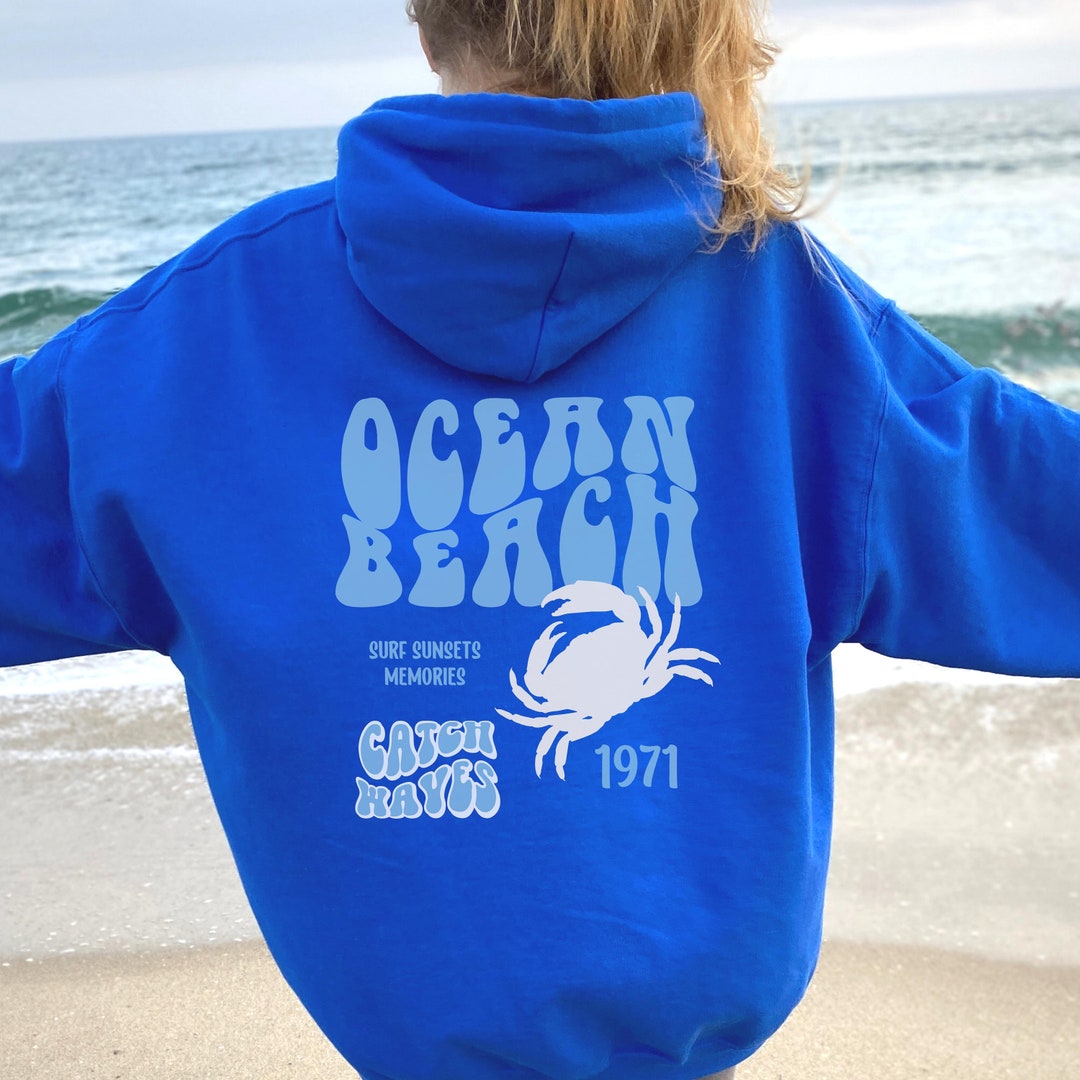 Ocean Beach Sweatshirt Back Design Only Trendy Sweatshirt Etsy