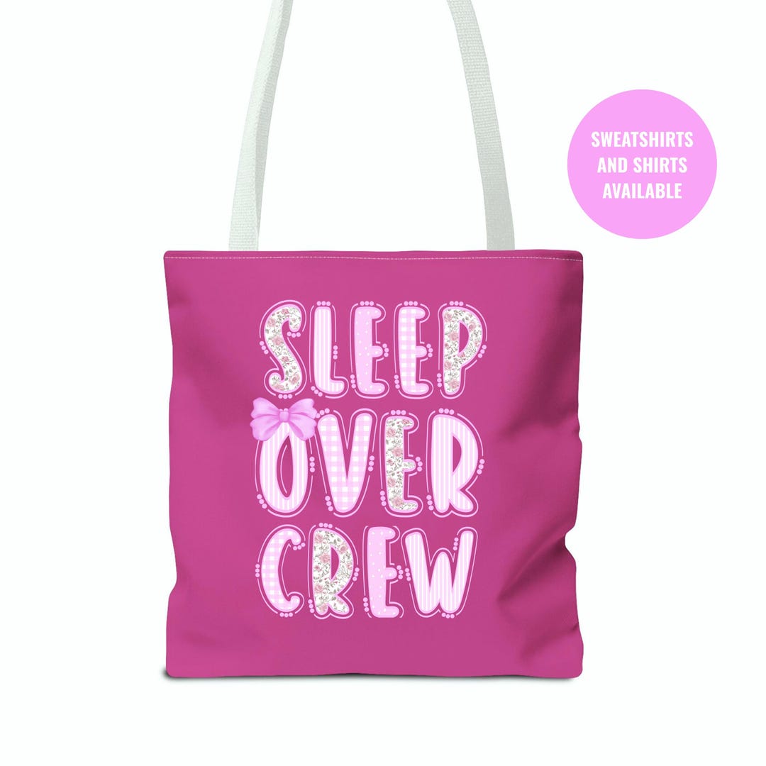 Sleepover Tote Bag: Matching Grandmillennial Pajama Party Graphic T ...