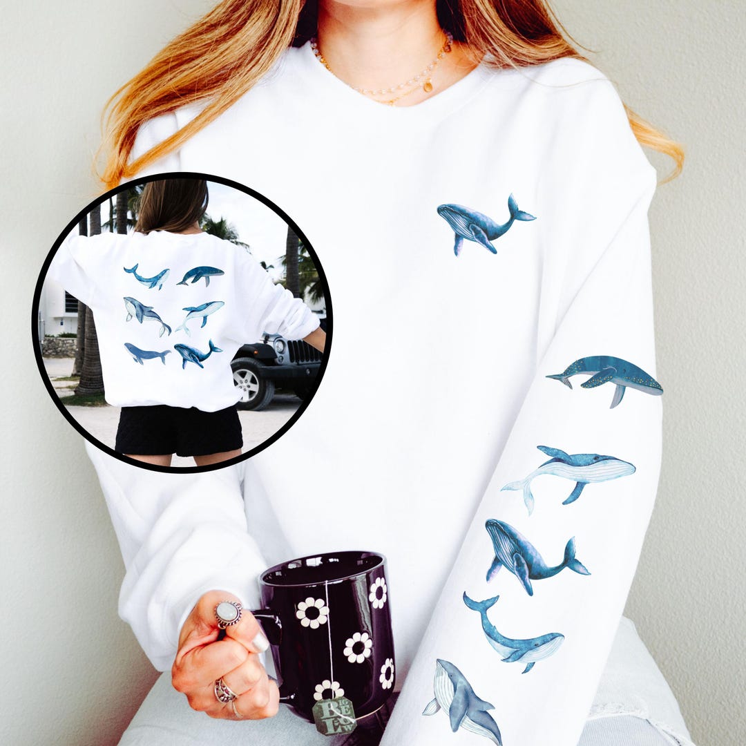 Whale Watching Gift, Blue Whale Crewneck, Pacific Ocean Vacation ...