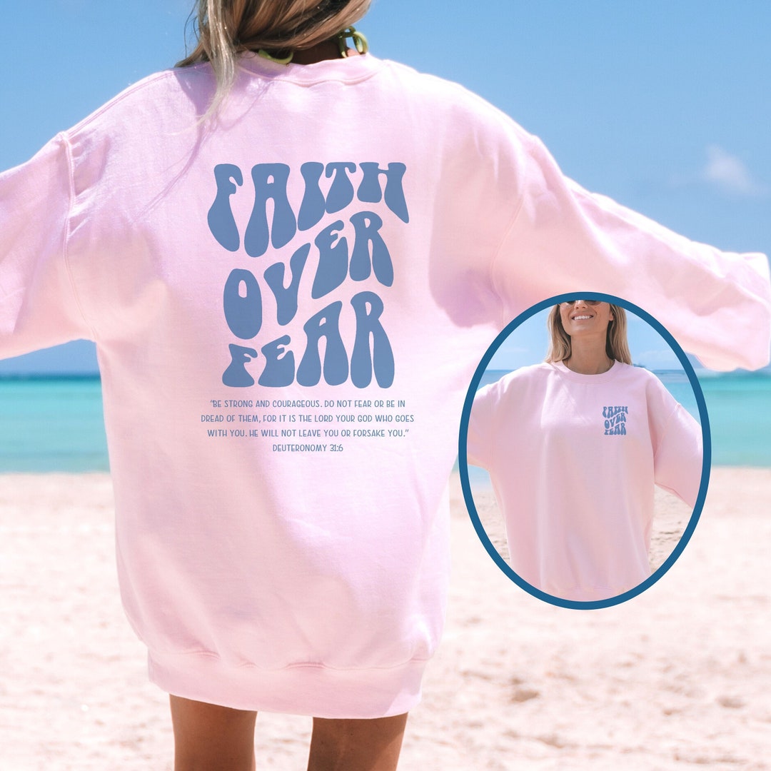 Trendy Faith Over Fear Sweatshirt, Cute Jesus is King Crewneck, Preppy ...