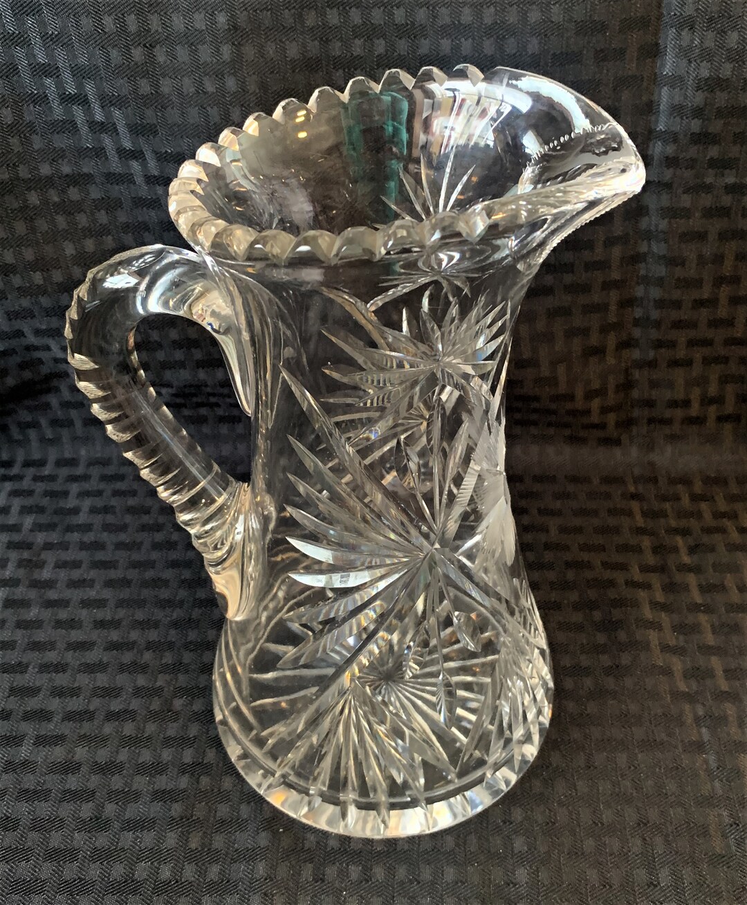 EAPG Cut Crystal Water Pitcher: Deep Cut Flower Design - Etsy