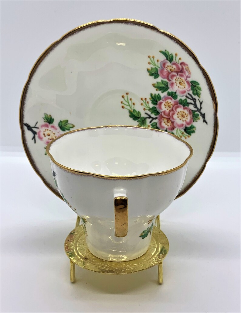 Vintage Jason Bone China England Tea Cup and Saucer Pink Floral Pattern ...