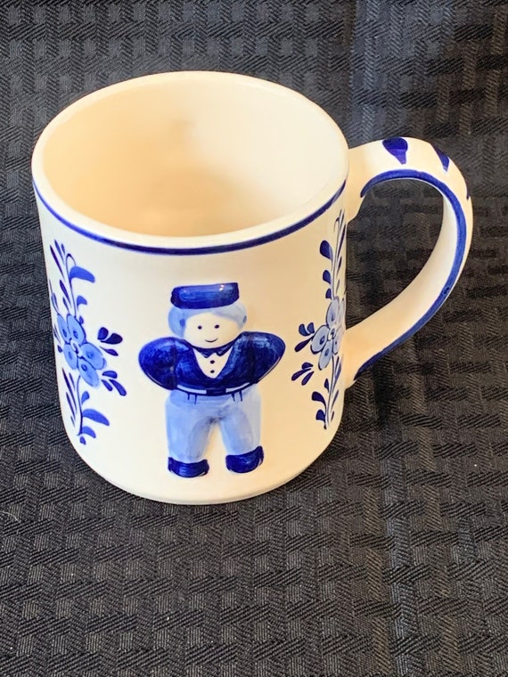 Delft Blue DAIC Dutch Boy Mug Raised Design Handpainted | Etsy