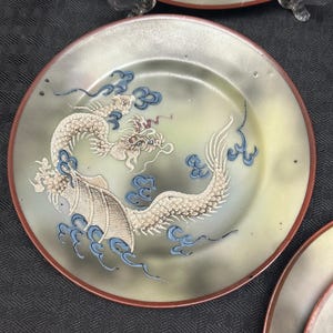 Dragonware Moriage Plates Raised Hand Painted 6 Set of 5 Vintage Japan ...