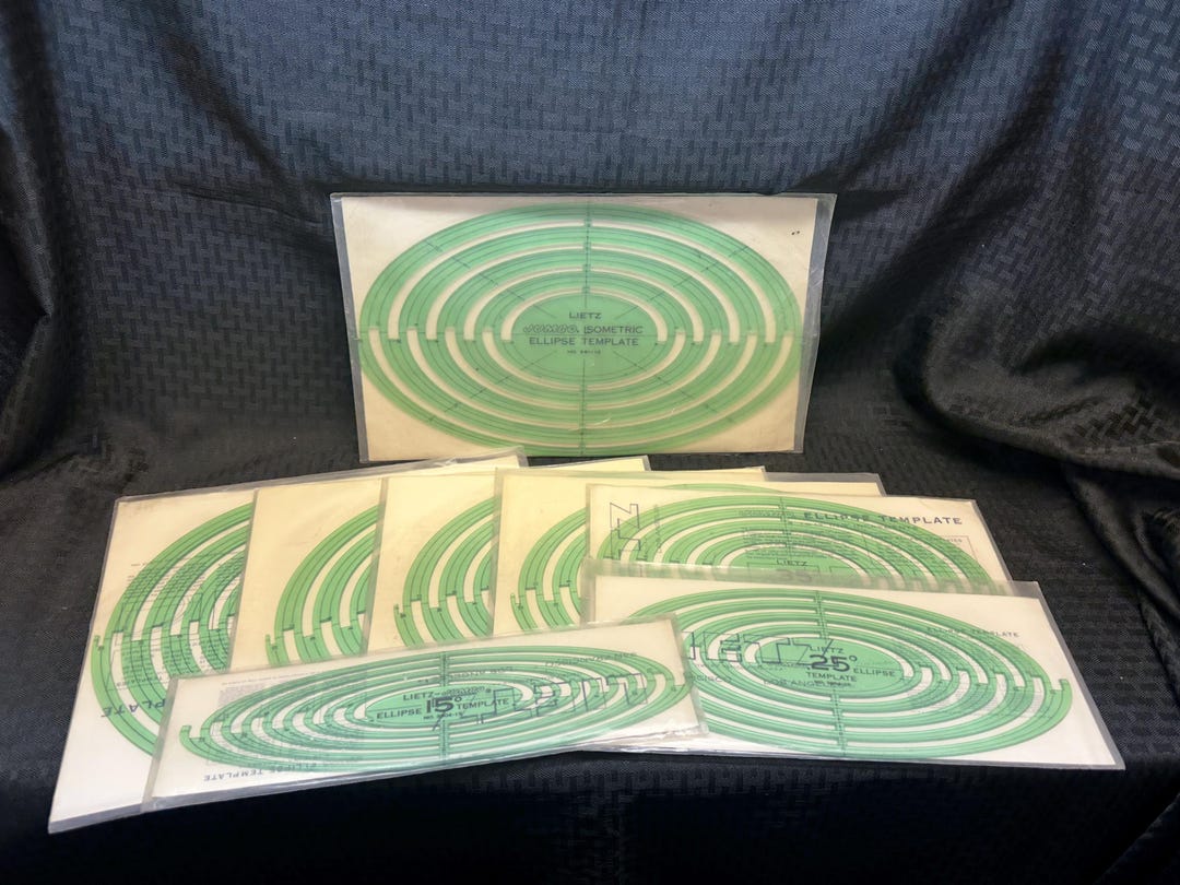 Vintage Lot of Lietz Jumbo Ellipse Templates 15, 25, 35, 45, 50, 55, 60 ...