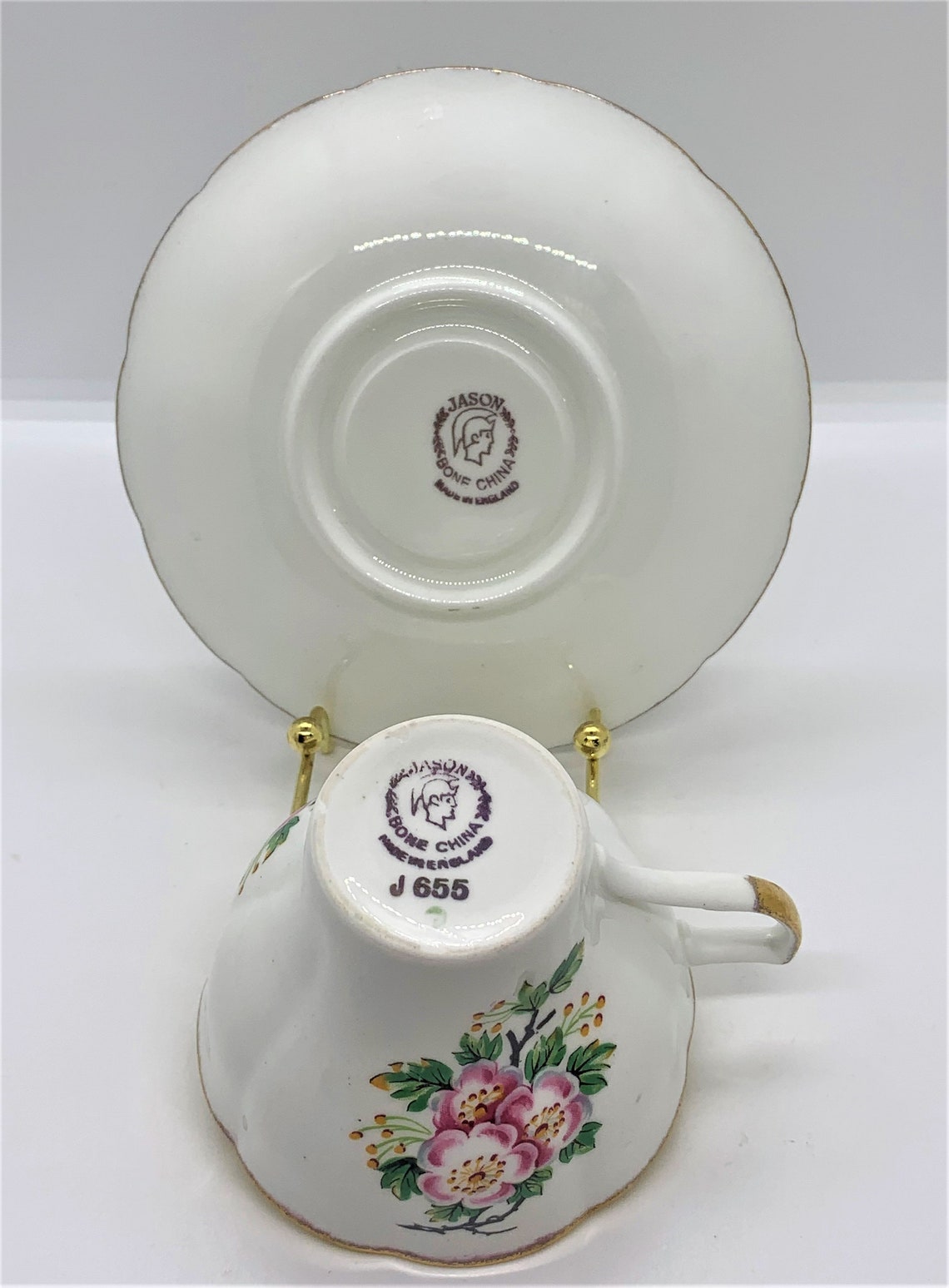 Vintage Jason Bone China England Tea Cup and Saucer Pink - Etsy