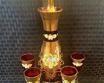 Red Glass Decanter | Etsy