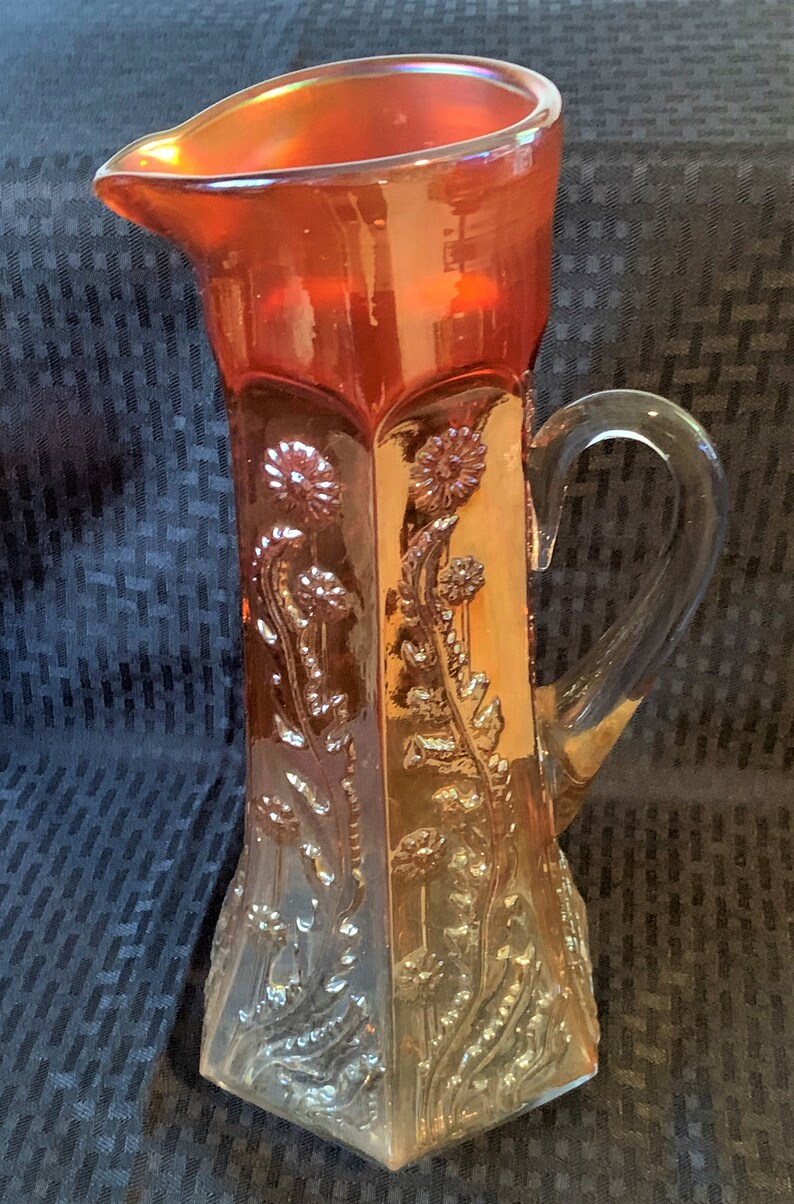 Antique Fenton Marigold Carnival Glass Paneled Dandelion Tankard ...