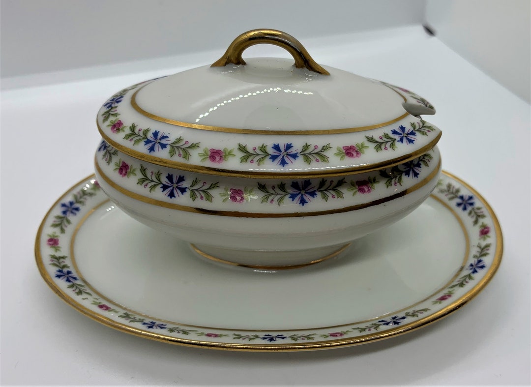 GDA France Limoges Mini Tureen With Blue and Pink Flowers and - Etsy