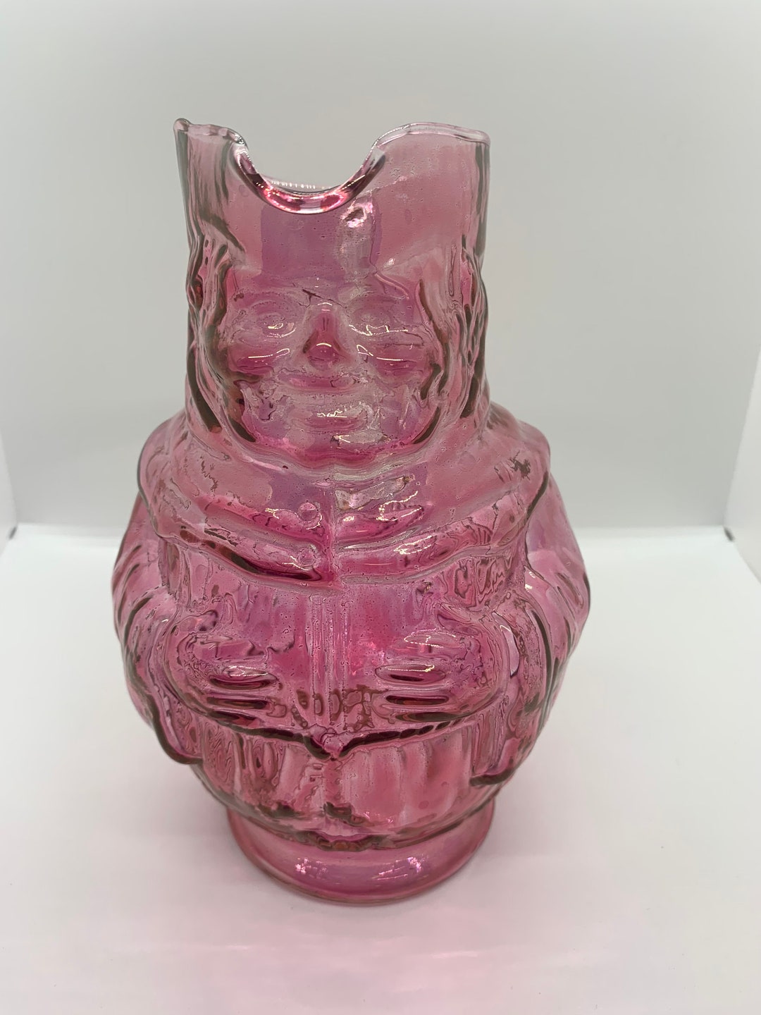 Vintage Cranberry Flash Glass Kanawha Toby Friar Tuck Pitcher 1950s - Etsy