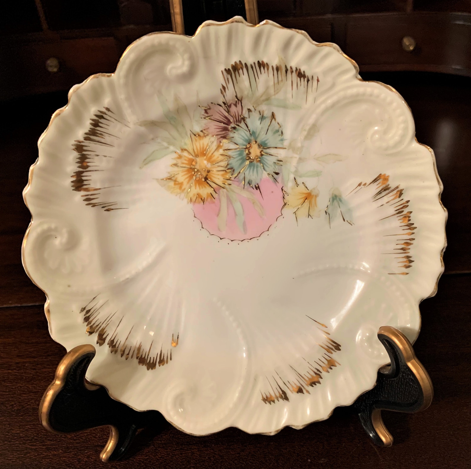 RS Prussia Floral and Gold Plate With 'wing' and Star - Etsy