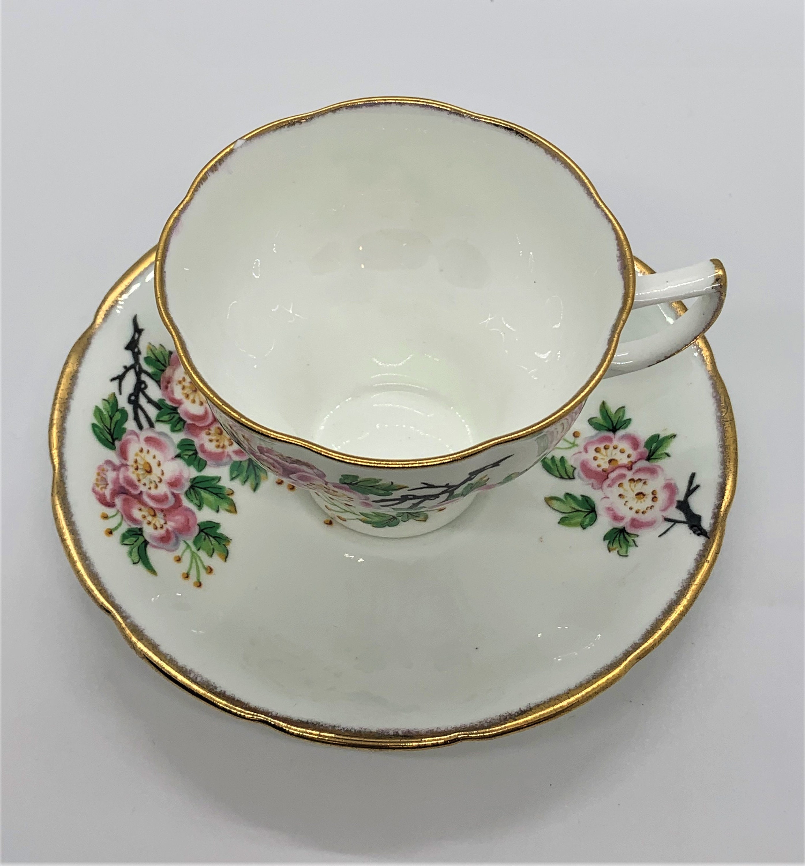 Vintage Jason Bone China England Tea Cup and Saucer Pink Floral Pattern ...