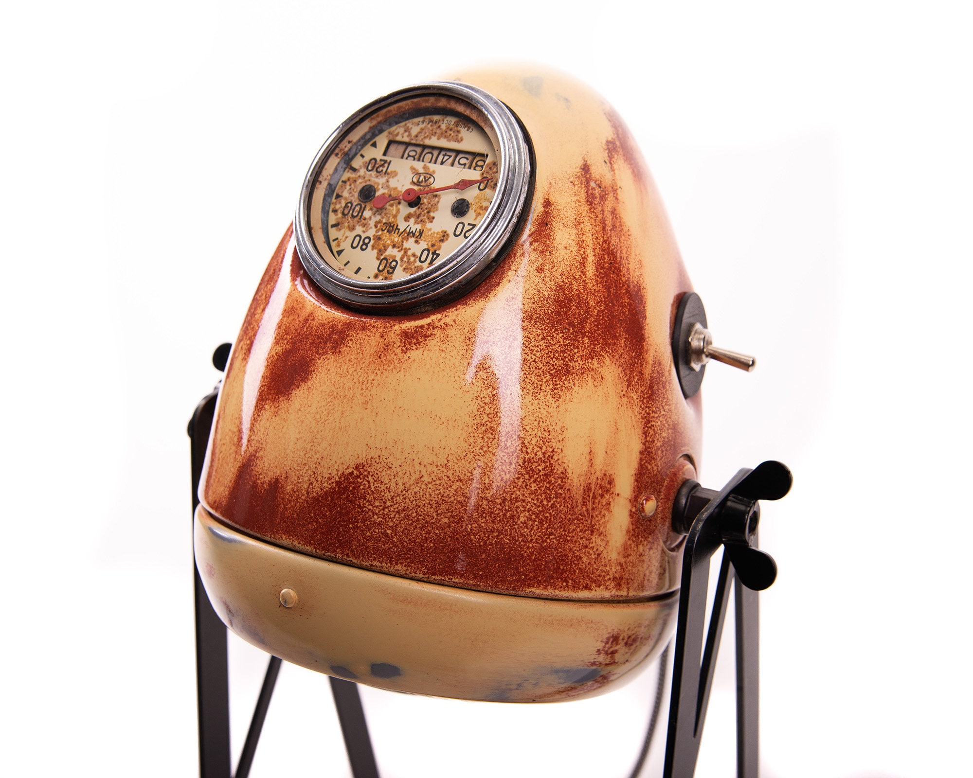 Retro Lamp With an Original Motorcycle Headlight on a Metal Base and a ...