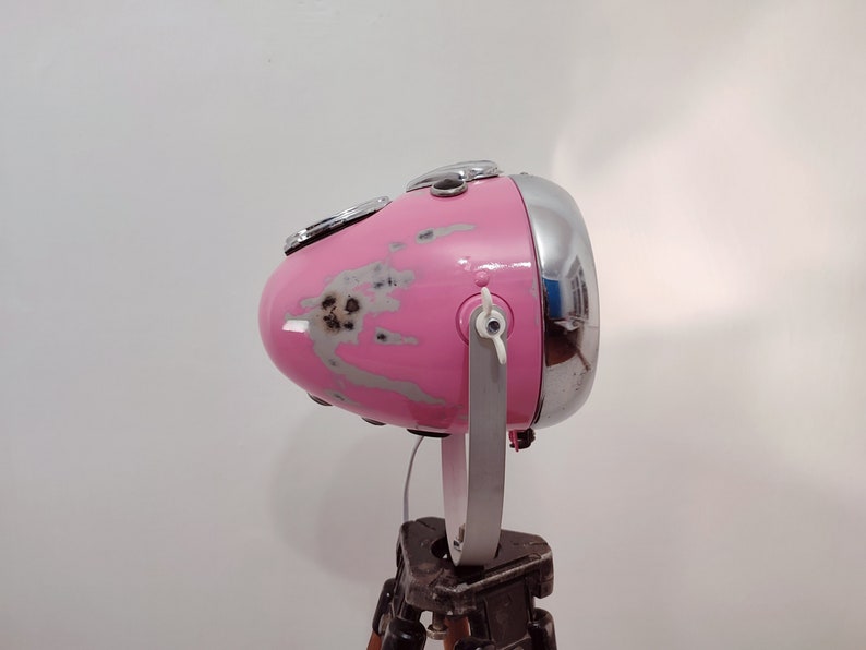 The Floor Lamp is Made From an Old Headlight From a Soviet Motorcycle ...