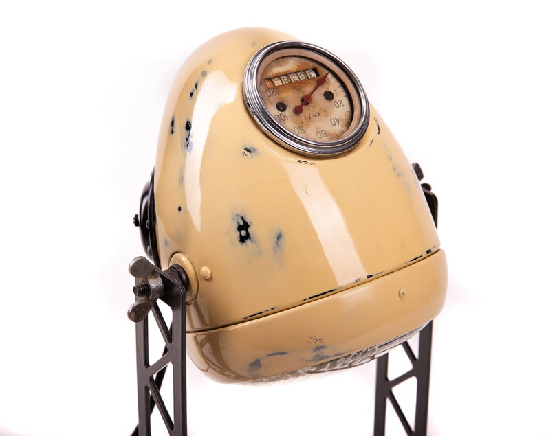 Rare Lamp With Original Motorcycle Headlight and Speedometer, Desk Lamp ...