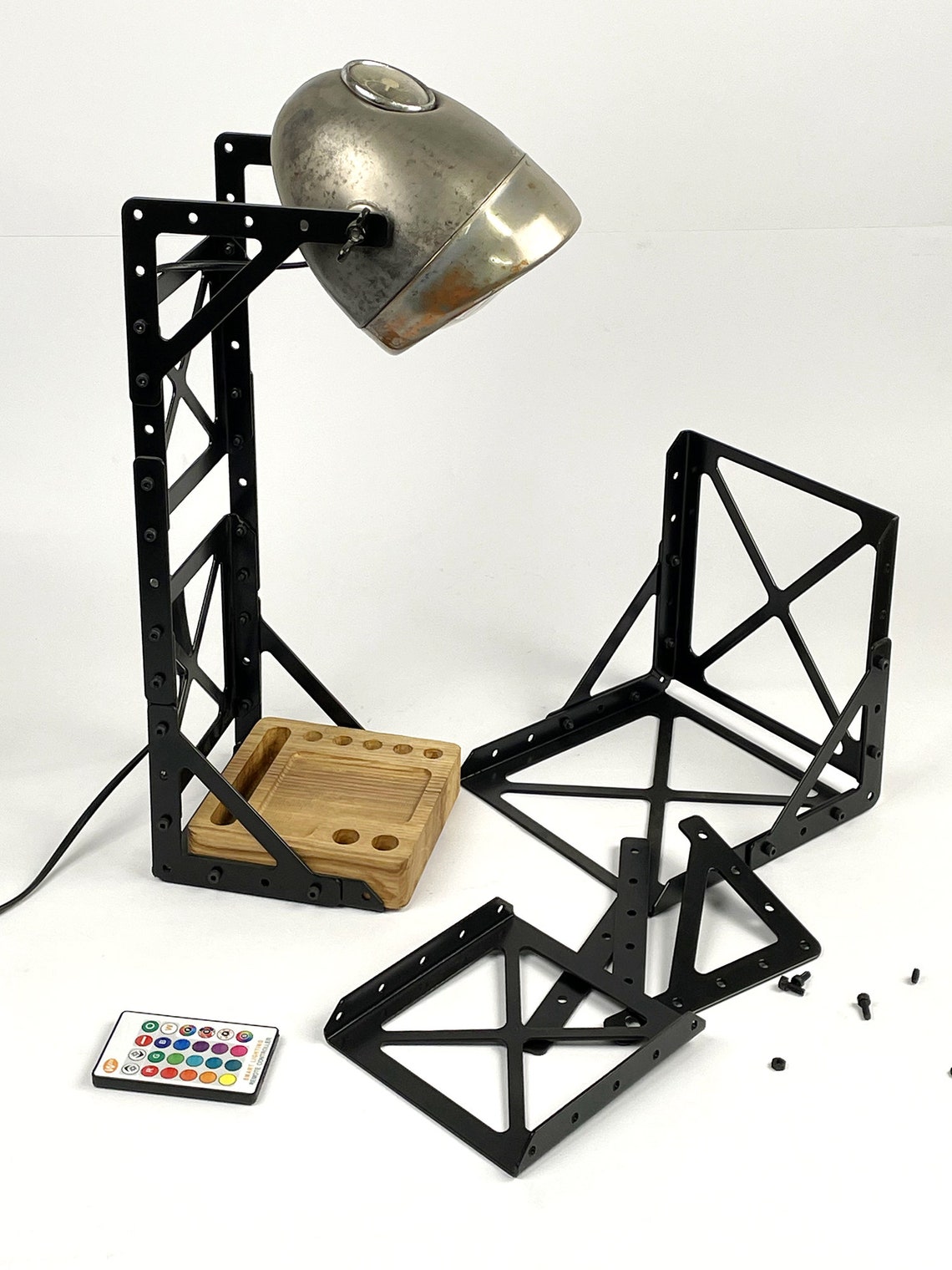 Table Lamp With an Original Headlight From an Old Soviet Moped on a ...