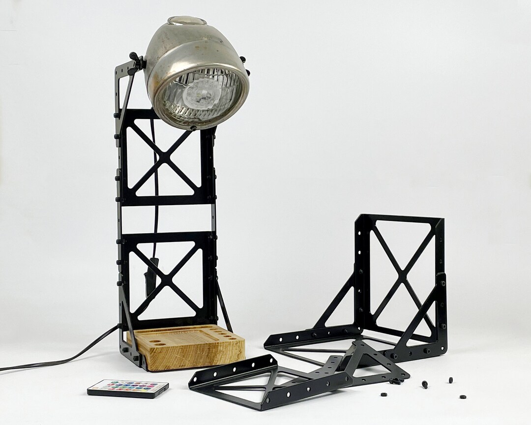 Table Lamp With an Original Headlight From an Old Soviet Moped on a ...