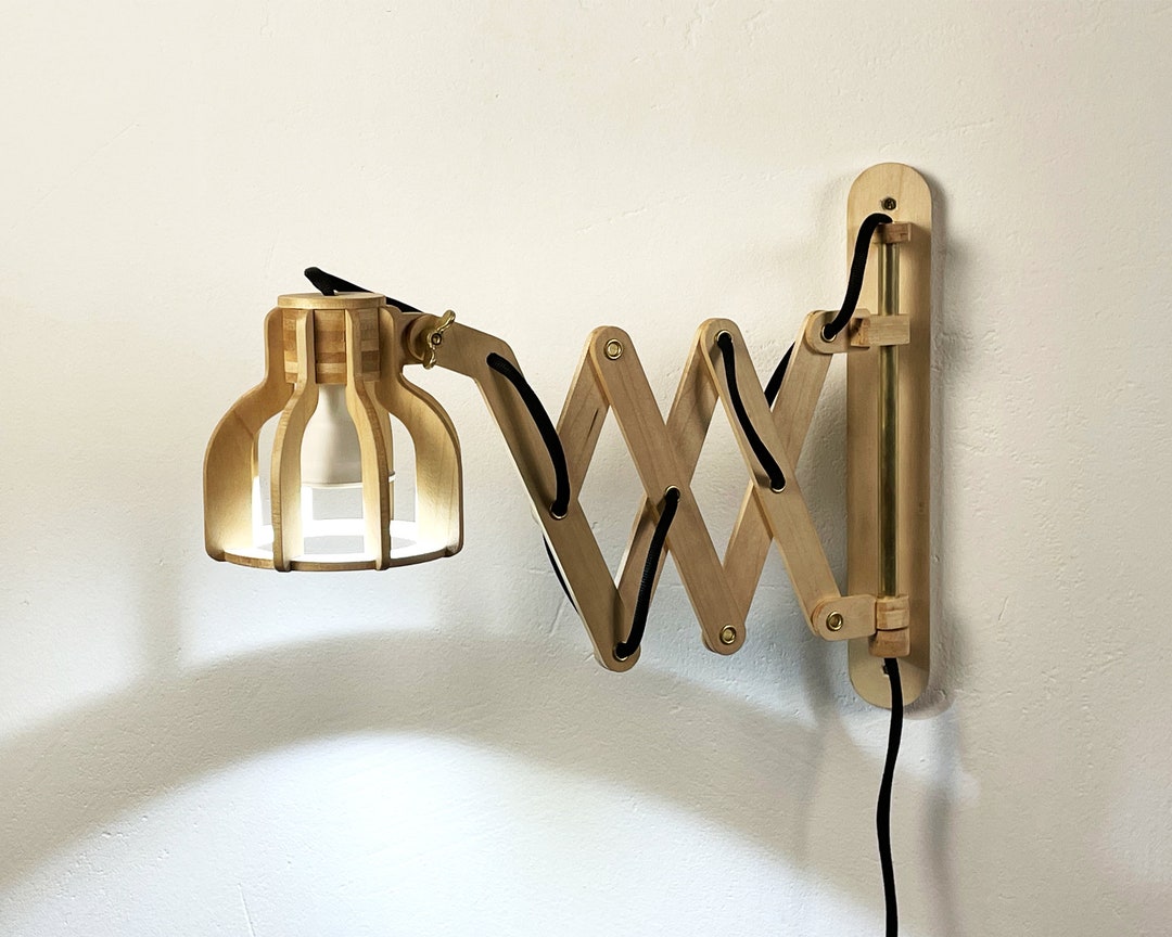 Scissors Lamp Made of Wood / Pantograph Wall Lamp / Military Lamp ...