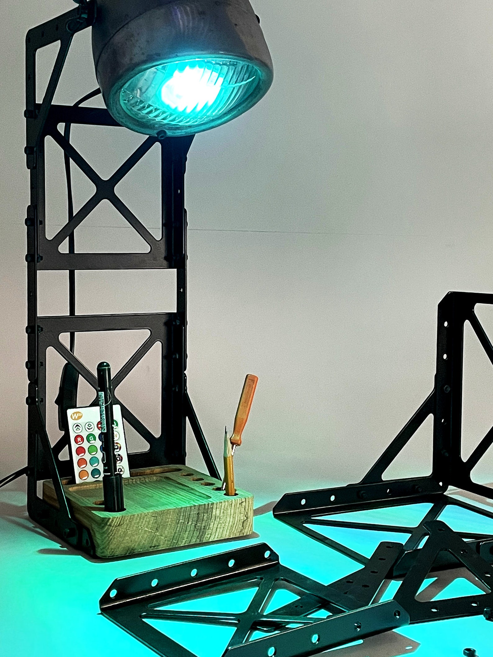 Table Lamp With an Original Headlight From an Old Soviet Moped on a ...