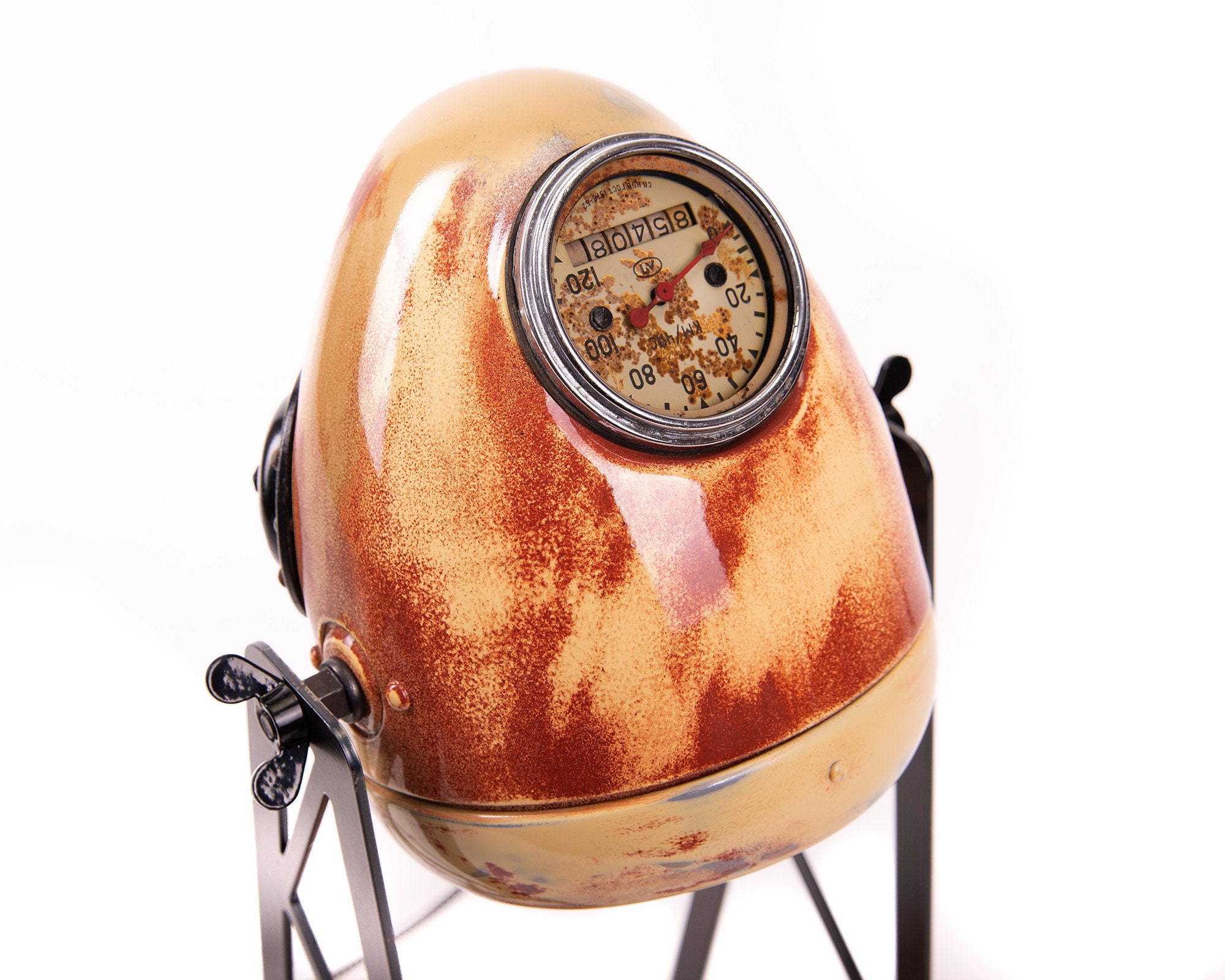 Retro Lamp With an Original Motorcycle Headlight on a Metal Base and a ...