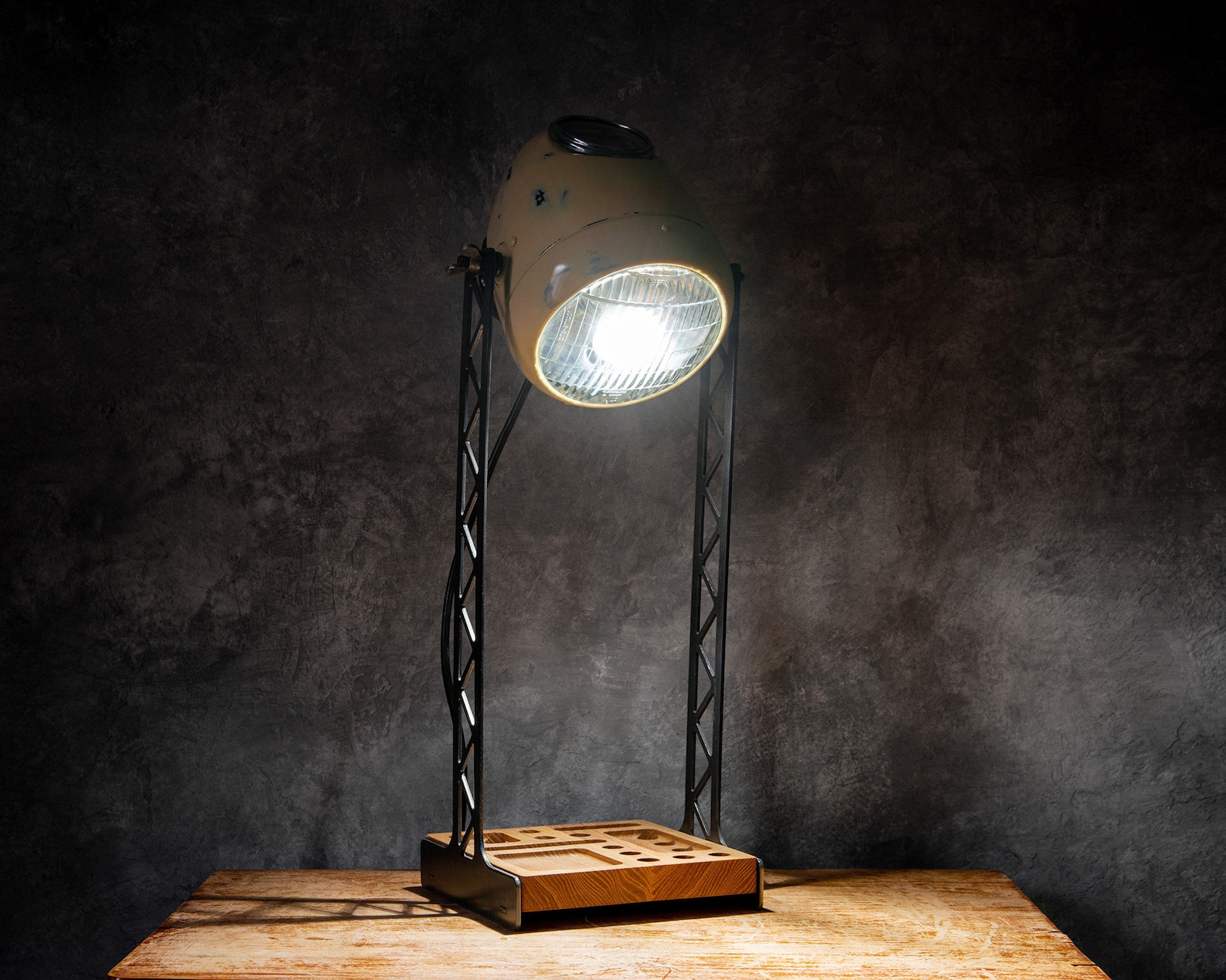 Rare Lamp With Original Motorcycle Headlight and Speedometer, Desk Lamp ...