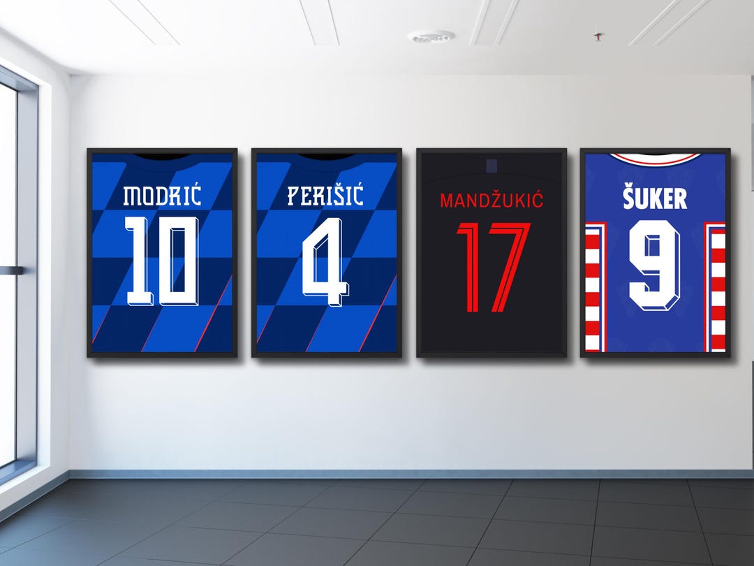 Set of 4 Printable Croatia Football Jersey Wallart Bundle, Sport ...