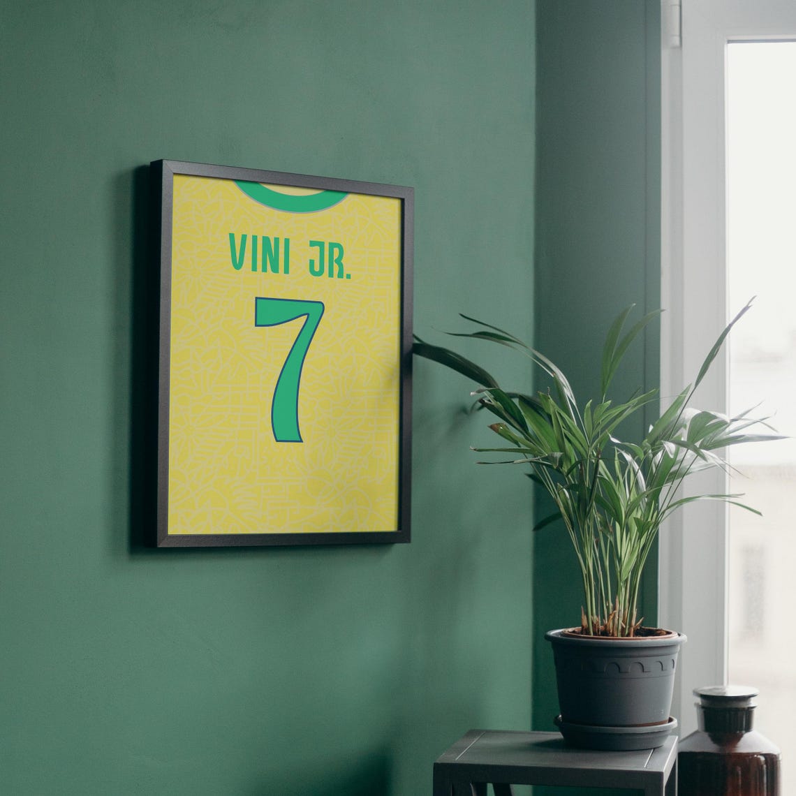 Vector Illustration Jersey Back Poster, Vini Jr 7 Brazil, Retro ...