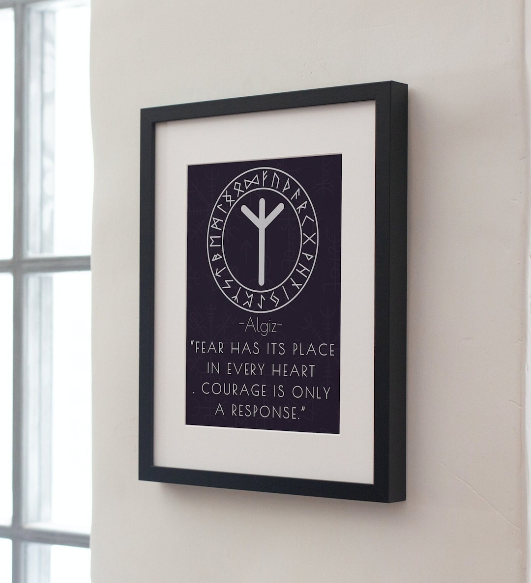 Algiz Rune Printable Wall Art | Viking Scandinavian Old Norse | Rune of ...