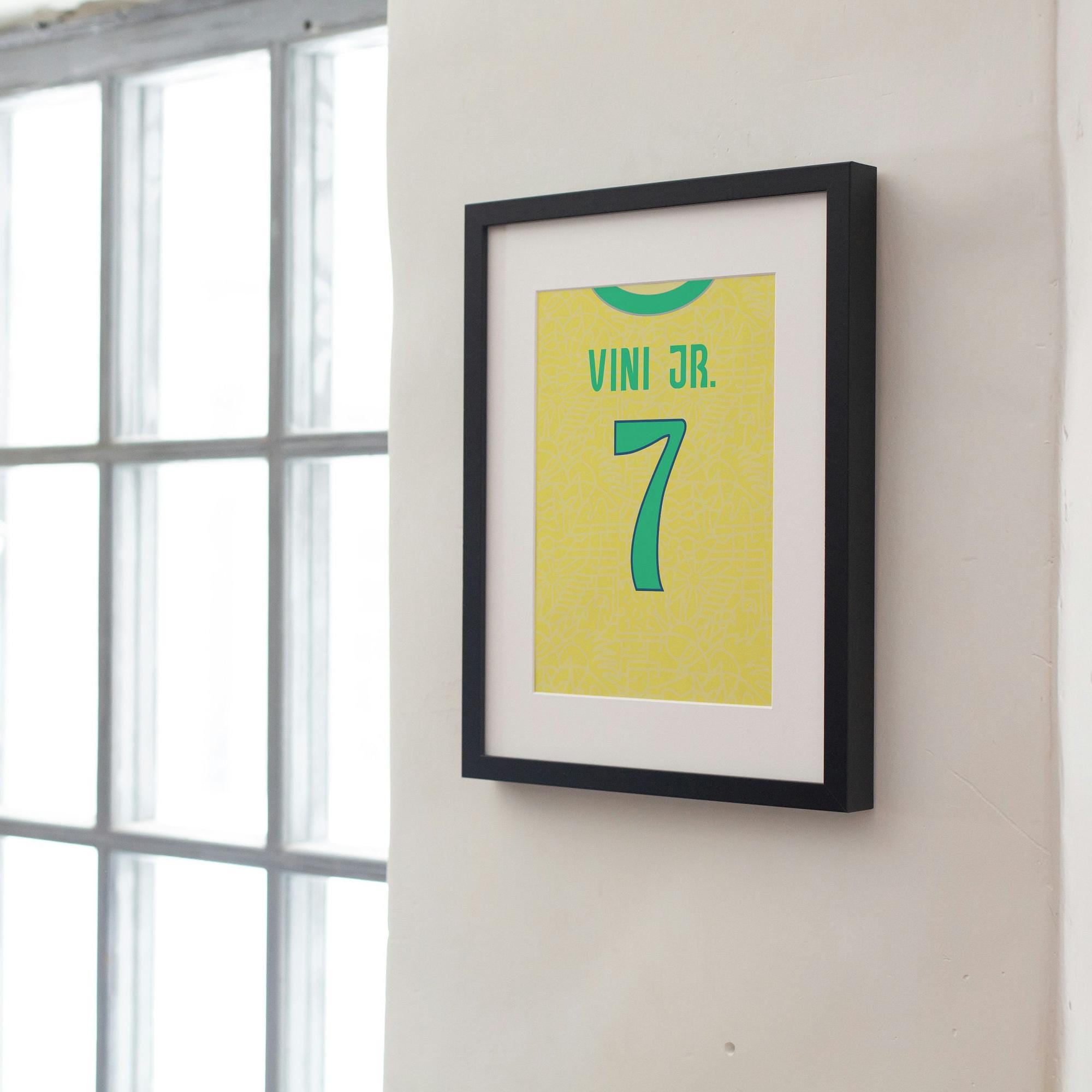 Vector Illustration Jersey Back Poster, Vini Jr 7 Brazil, Retro ...