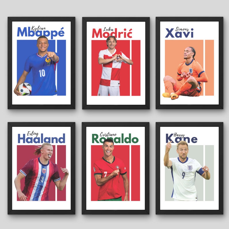 6 Set Bundle, Vector Illustration Football Poster Pack, Euro 2024 ...
