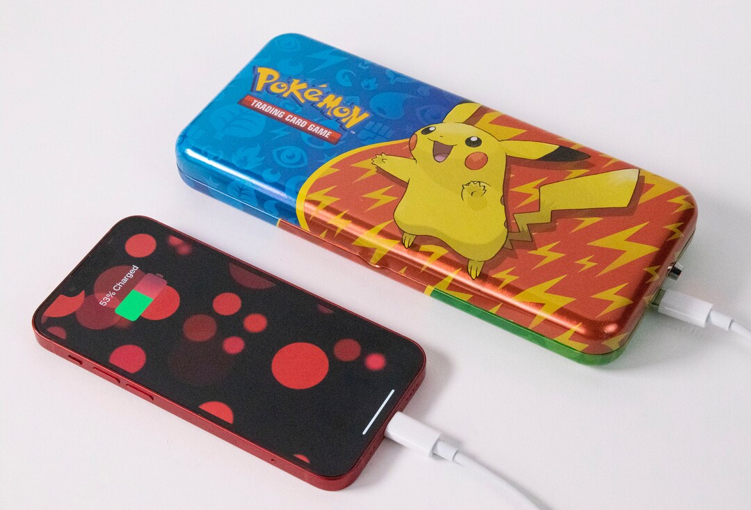 19,000mah Pikachu Pencil Tin Portable Charger 15W, USB-C, Iphone ...