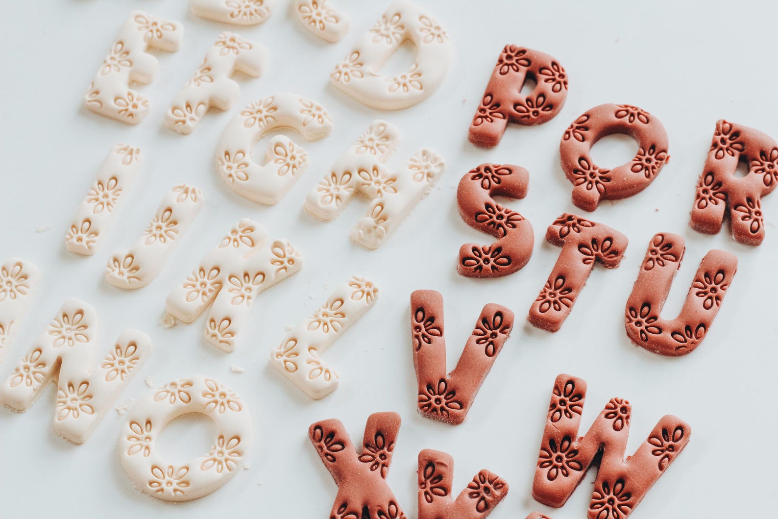 Hand Drawn Floral Boho Letter Clay Cutters Set 1” Tall / Clay Letter ...